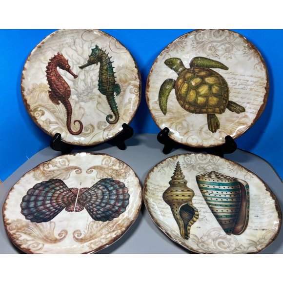 208 Park | Dining | 28 Park Nautilus Melamine Plates Set Of 4 Sea Life ...